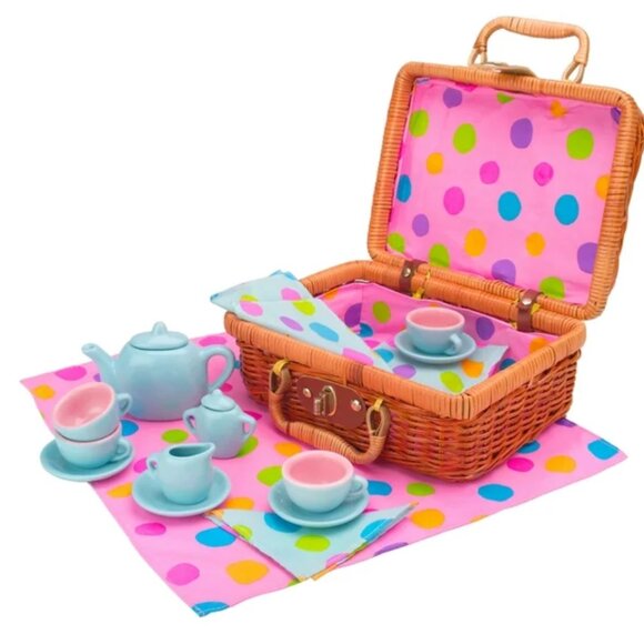 Alex | Toys | Nwt Tea Time Wicker Basket Kids Tea Set 9 Pce Alex ...